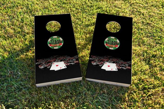 Texas Holdem No Limit Themed Custom Cornhole Board Design