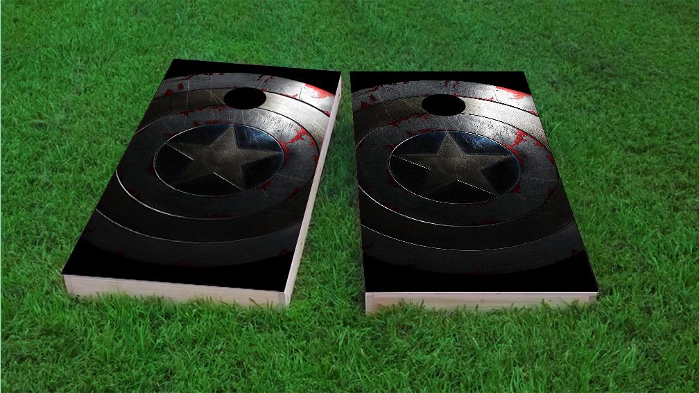 Captain America Shield Themed Custom Cornhole Board Design