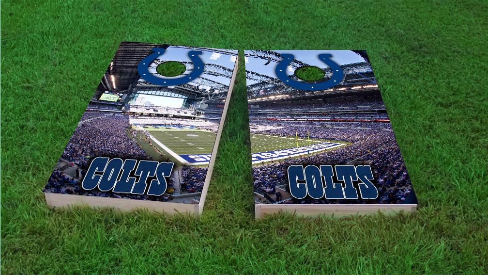 NFL Stadium (Indianapolis Colts) Themed Custom Cornhole Board Design