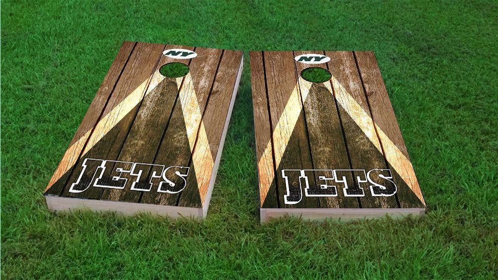 NFL Triangle (New York Jets) Themed Custom Cornhole Board Design