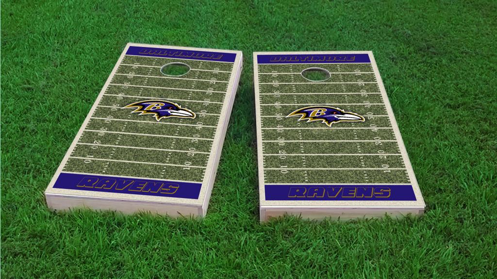 NFL Field (Baltimore Ravens) Themed Custom Cornhole Board Design