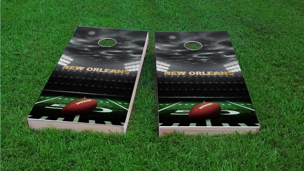 New Orleans Football Themed Custom Cornhole Board Design