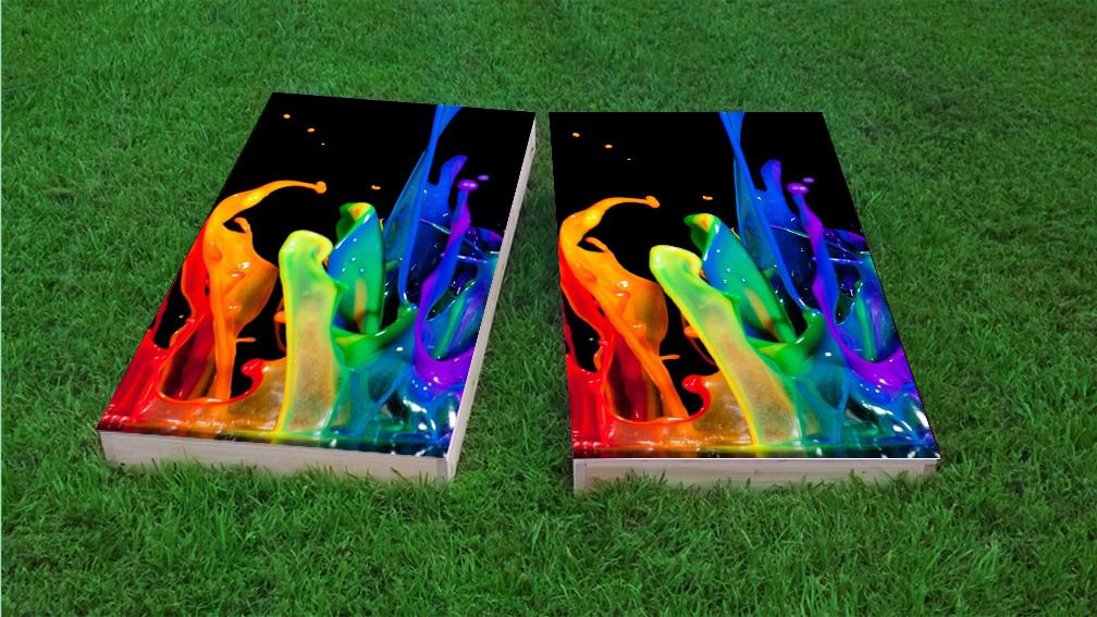 Paint Splatter Themed Custom Cornhole Board Design