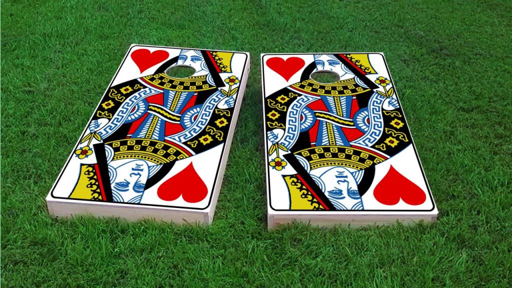Queen Playing Card Themed Custom Cornhole Board Design