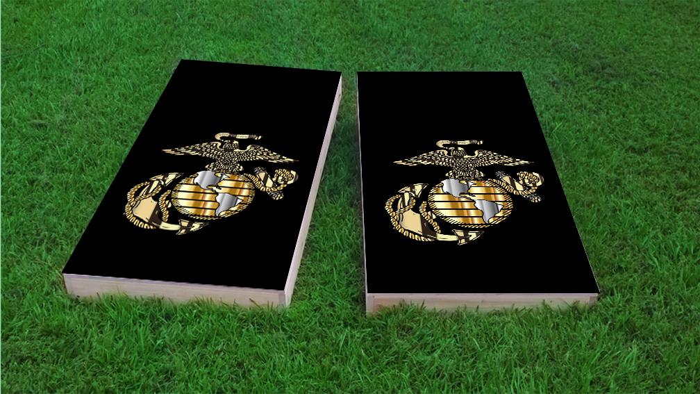 USMC Logo Themed Custom Cornhole Board Design